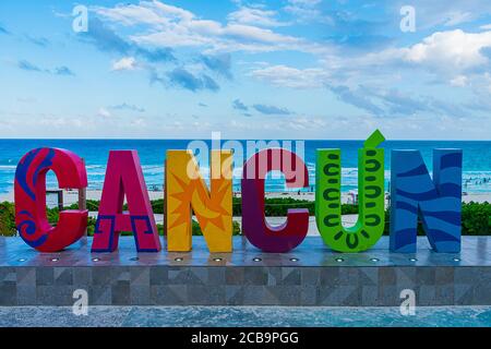 Colorful Cancun Letters on beach in Cancun, Quintana Roo QR, Mexico ...