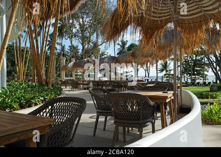 Exterior architecture and design of tropical dining restaurant at ...