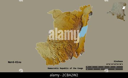 Shape of Nord-Kivu, province of Democratic Republic of the Congo, with ...