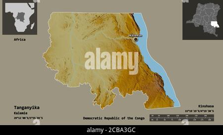 Tanganyika, province of Democratic Republic of the Congo. Grayscaled ...