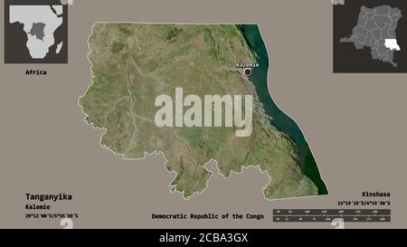 Tanganyika, province of Democratic Republic of the Congo. Grayscaled ...