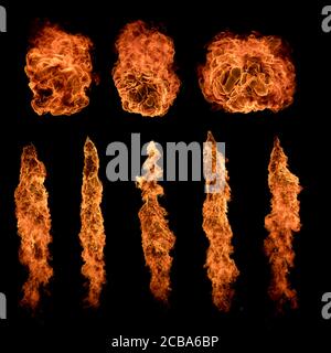 Fire balls textures collection isolated on black background. Very high ...