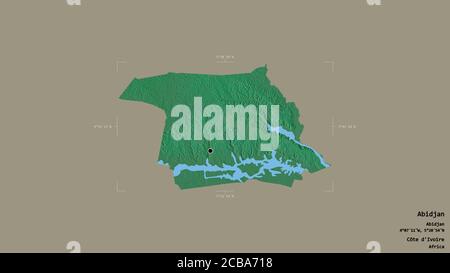 Zoom in on Abidjan (autonomous district of Côte d'Ivoire) outlined ...