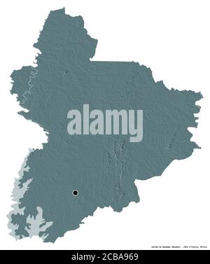 Vallée du Bandama, district of Côte d'Ivoire. Grayscaled map with lakes ...