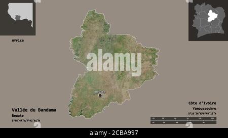 Vallee du Bandama, district of Cote d'Ivoire. Solid color shape ...