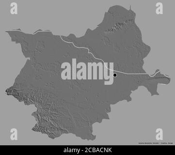 Osjecko-Baranjska, county of Croatia. Bilevel elevation map with lakes ...