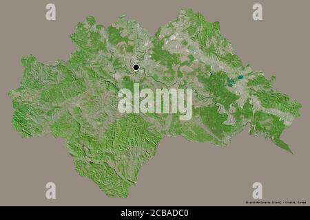 Sisacko-Moslavacka, county of Croatia. Solid color shape. Corner ...