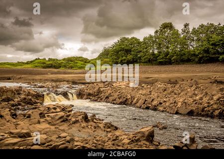 A small waterfall exposed on the Water of Ken due to Earlstoun Dam and ...