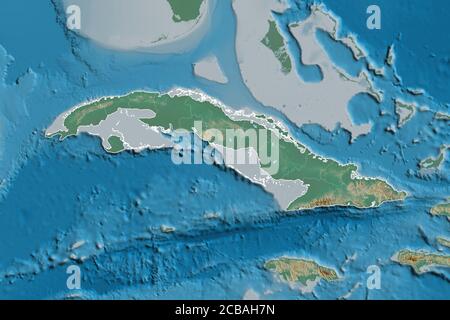 Extended area of Cuba with country outline, international and regional ...