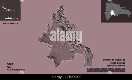 Azua, province of Dominican Republic. Elevation map colored in wiki ...
