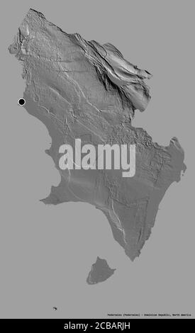 Pedernales, province of Dominican Republic. Bilevel elevation map with ...