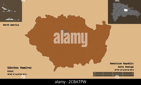 Sanchez Ramirez, province of Dominican Republic. Bilevel elevation map ...