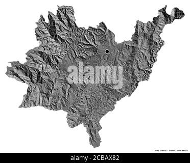 Azuay, province of Ecuador. Bilevel elevation map with lakes and rivers ...