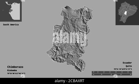 Chimborazo, province of Ecuador. Bilevel elevation map with lakes and ...