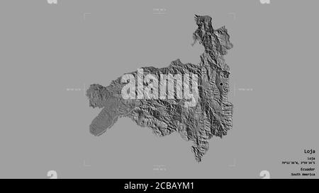 Loja, province of Ecuador. Bilevel elevation map with lakes and rivers ...
