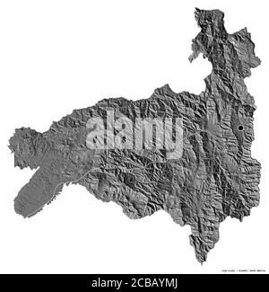 Shape of Loja, province of Ecuador, with its capital isolated on white ...