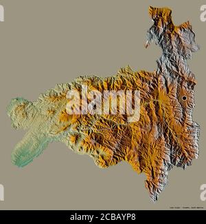 Shape of Loja, province of Ecuador, with its capital isolated on white ...