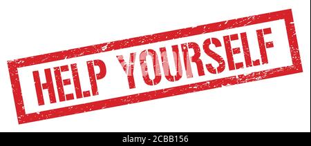 HELP YOURSELF red grungy rectangle stamp sign Stock Photo - Alamy