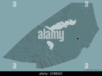 Al Fayyum, governorate of Egypt. Colored elevation map with lakes and ...
