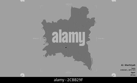 Al Gharbiyah, governorate of Egypt. Bilevel elevation map with lakes ...