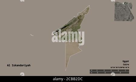 Map of Alexandria, Egypt , satellite view, map in 3d. Black and white ...
