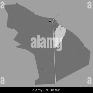 Bur Sa`id, governorate of Egypt. Bilevel elevation map with lakes and ...