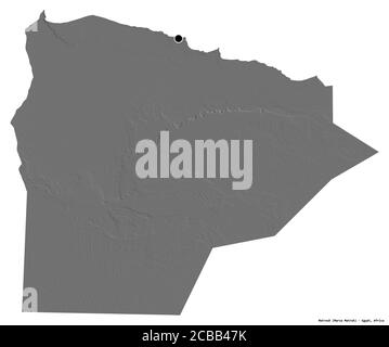 Matrouh, governorate of Egypt. Bilevel elevation map with lakes and ...