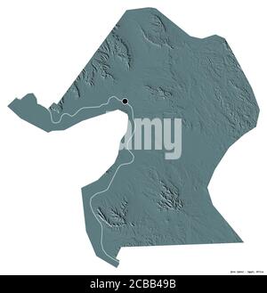 Shape of Qina, governorate of Egypt, with its capital isolated on white ...