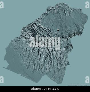 Ahuachapan, department of El Salvador. Colored elevation map with lakes ...