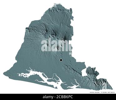 Usulutan, department of El Salvador. Colored elevation map with lakes ...