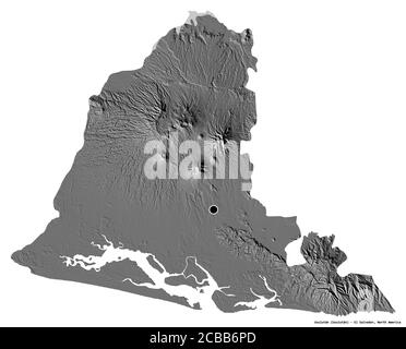 Usulutan, department of El Salvador. Bilevel elevation map with lakes ...