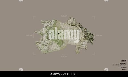 Area of Debub, region of Eritrea, isolated on a solid background in a ...