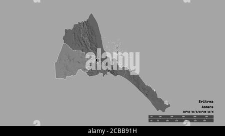 Gash Barka, region of Eritrea. Bilevel elevation map with lakes and ...