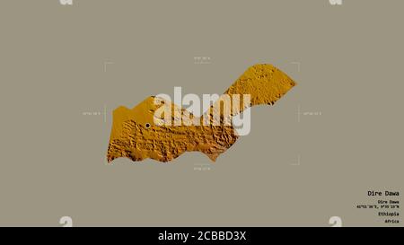 Zoom in on Dire Dawa (city of Ethiopia) extruded. Oblique perspective ...