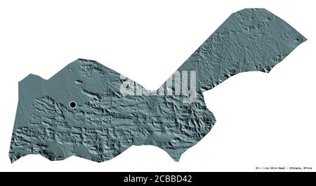 Shape of Dire Dawa, city of Ethiopia, with its capital isolated on a ...