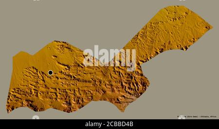 Dire Dawa, city of Ethiopia. Solid color shape. Locations and names of ...