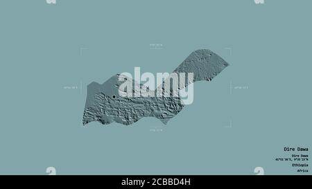 Zoom in on Dire Dawa (city of Ethiopia) extruded. Oblique perspective ...