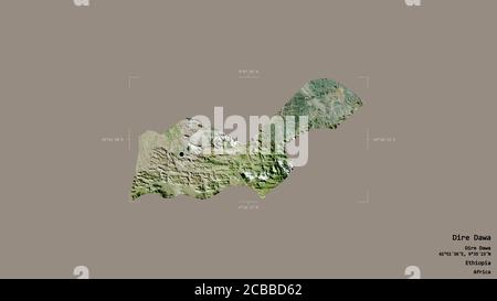 Zoom in on Dire Dawa (city of Ethiopia) extruded. Oblique perspective ...