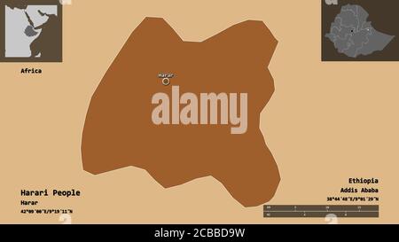 Shape of Harari People, state of Ethiopia, with its capital isolated on ...