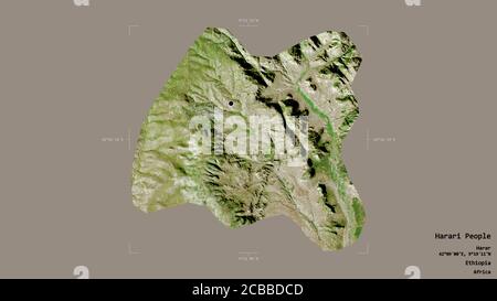 Area of Harari People, state of Ethiopia, isolated on a solid ...