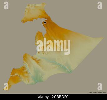 Shape of Somali, state of Ethiopia, with its capital isolated on white ...