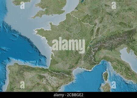 Extended area of France with country outline, international and ...