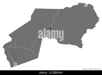 Ogooue-Ivindo, province of Gabon. Bilevel elevation map with lakes and ...