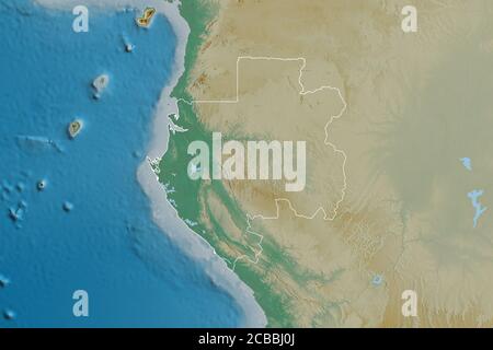 Extended area of Gabon. Topographic relief map. 3D rendering Stock ...