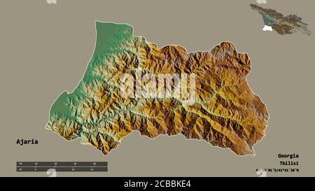 Shape of Ajaria, autonomous republic of Georgia, with its capital ...