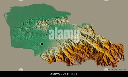Guria, region of Georgia. Solid color shape. Locations and names of ...