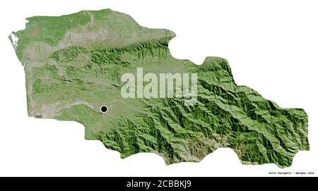 Shape of Guria, region of Georgia, with its capital isolated on a solid ...