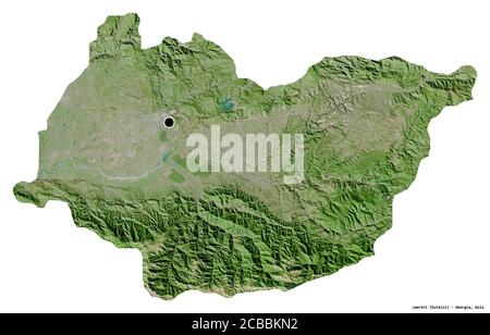 Shape of Imereti, region of Georgia, with its capital isolated on white ...