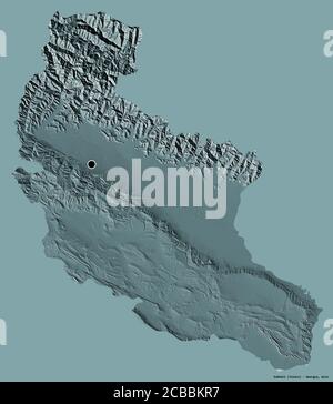 Kakheti, region of Georgia. Colored elevation map with lakes and rivers ...