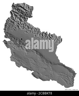 Kakheti, region of Georgia. Bilevel elevation map with lakes and rivers ...